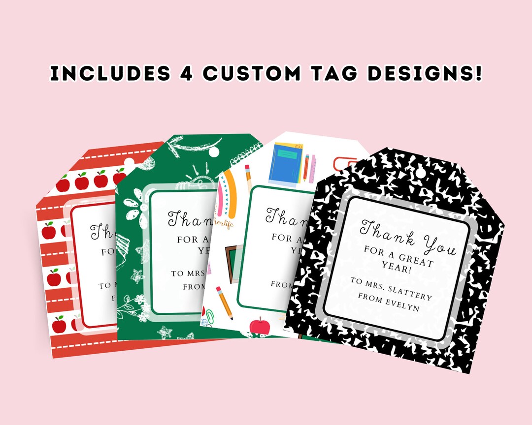 Instant Download Custom Teacher Thank You Gift Tags for End of the ...