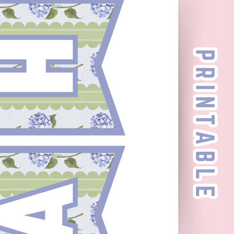 Printable Hydrangea Happy Birthday Banner Instant Download, Grand ...