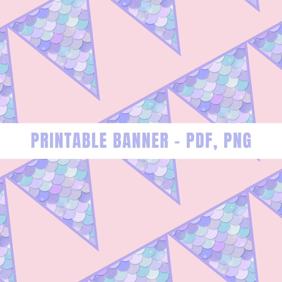 Printable Mermaid Themed Banner | Mermaid Party Banner | Birthday Party ...