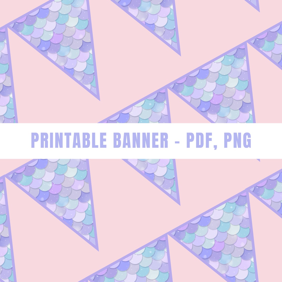 Printable Mermaid Themed Banner Mermaid Party Banner Birthday Party ...