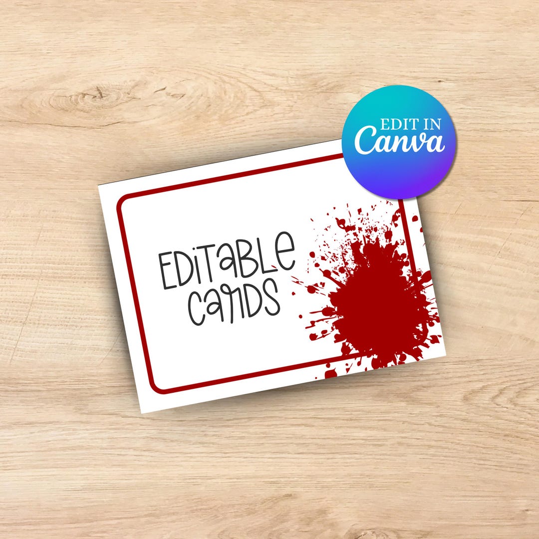 Editable Blood Splatter Food Labels, Name, Table Cards | Printable ...