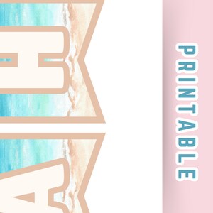 Printable Beach Birthday Banner | Instant Download Beach, Coast, Sea ...