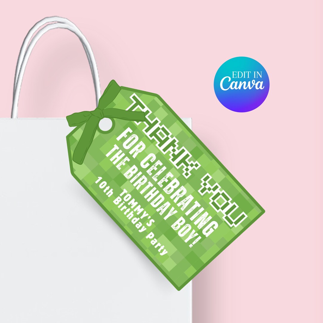 Custom Mining Birthday Party Favor Tags | Instant Download, Printable ...