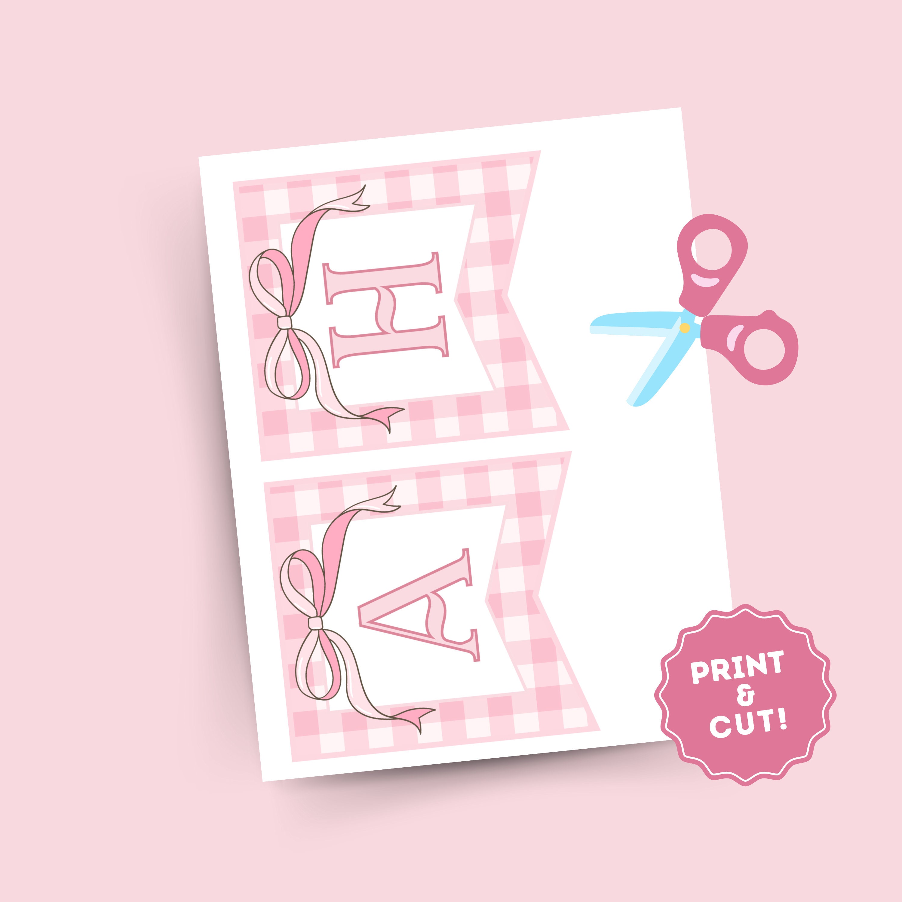 Printable Coquette Happy Birthday Banner | Instant Download, Pink ...