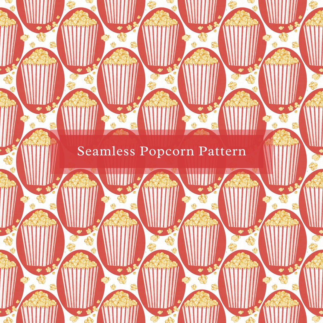 Seamless Popcorn Pattern | Popcorn, Movie Party | Downloadable ...