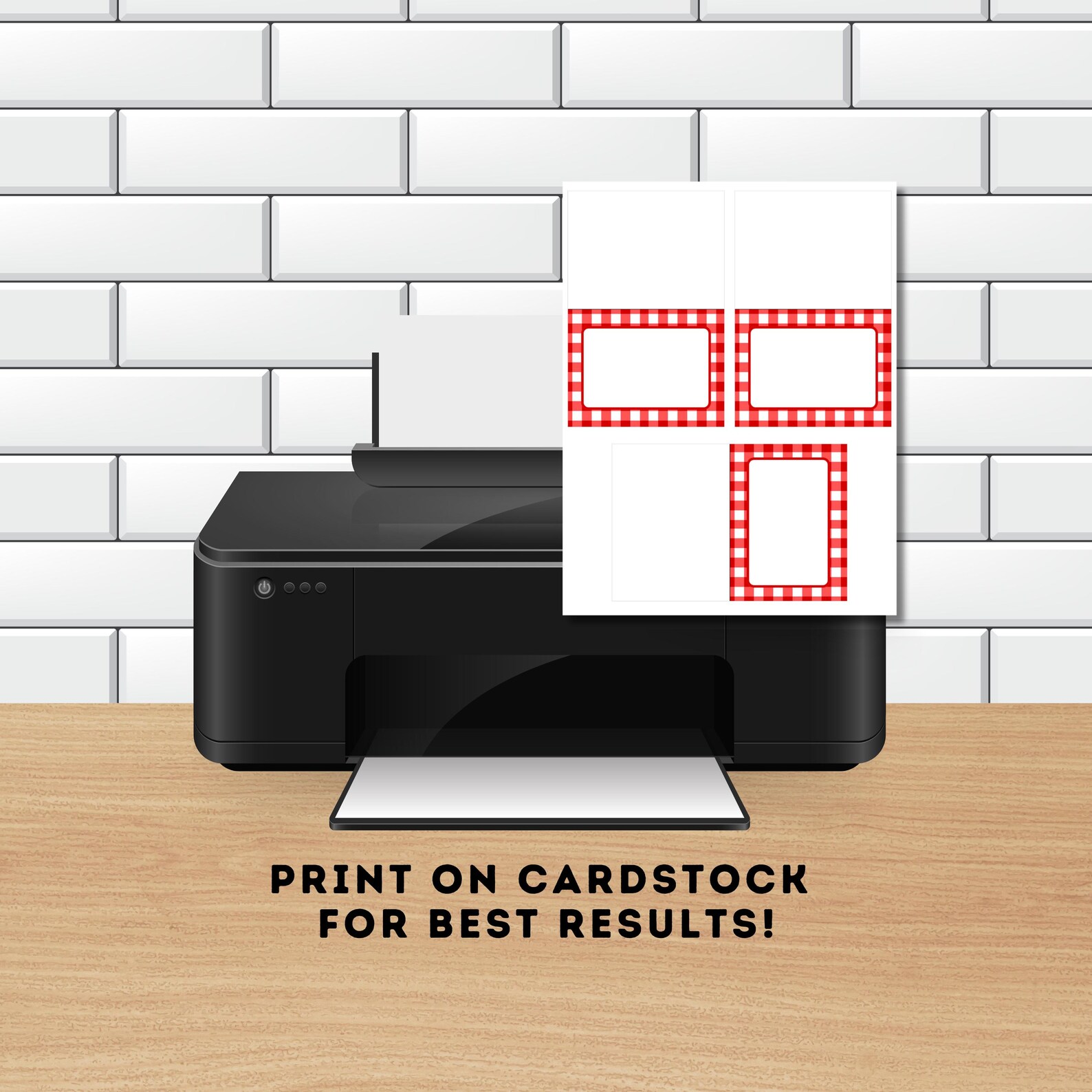 Printable Red Buffalo Gingham Print Food Labels, Name and Table Cards ...