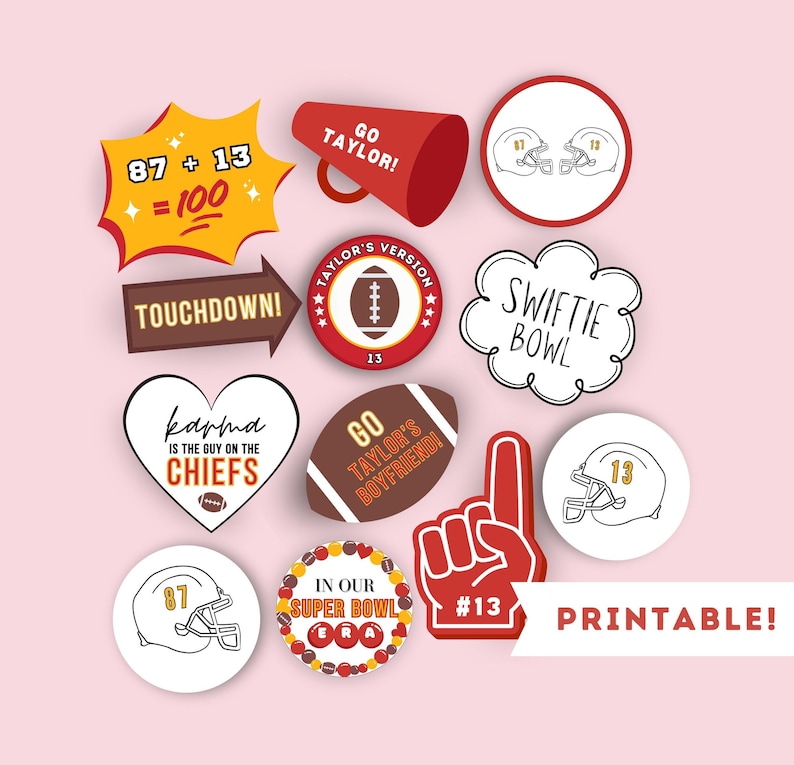 Printable Taylor Swift Super Bowl Party Signs for Photo Booth 2024 ...
