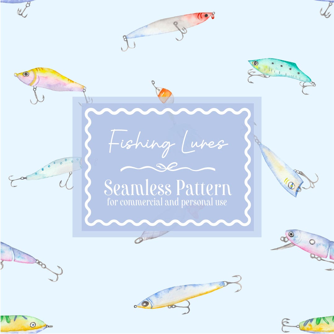 Seamless Fishing Lure Pattern | Commercial Use, Fishing Season, Boys ...