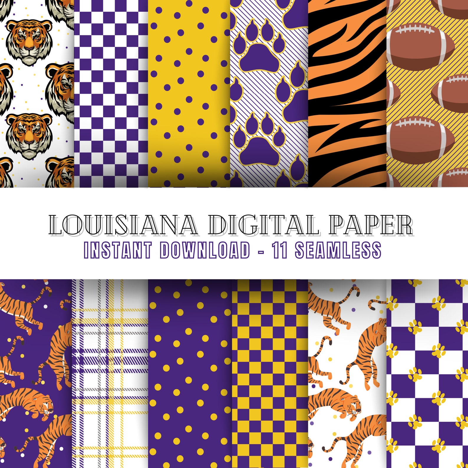 Louisiana Digital Paper Bundle Instant Download, Printable Purple and ...