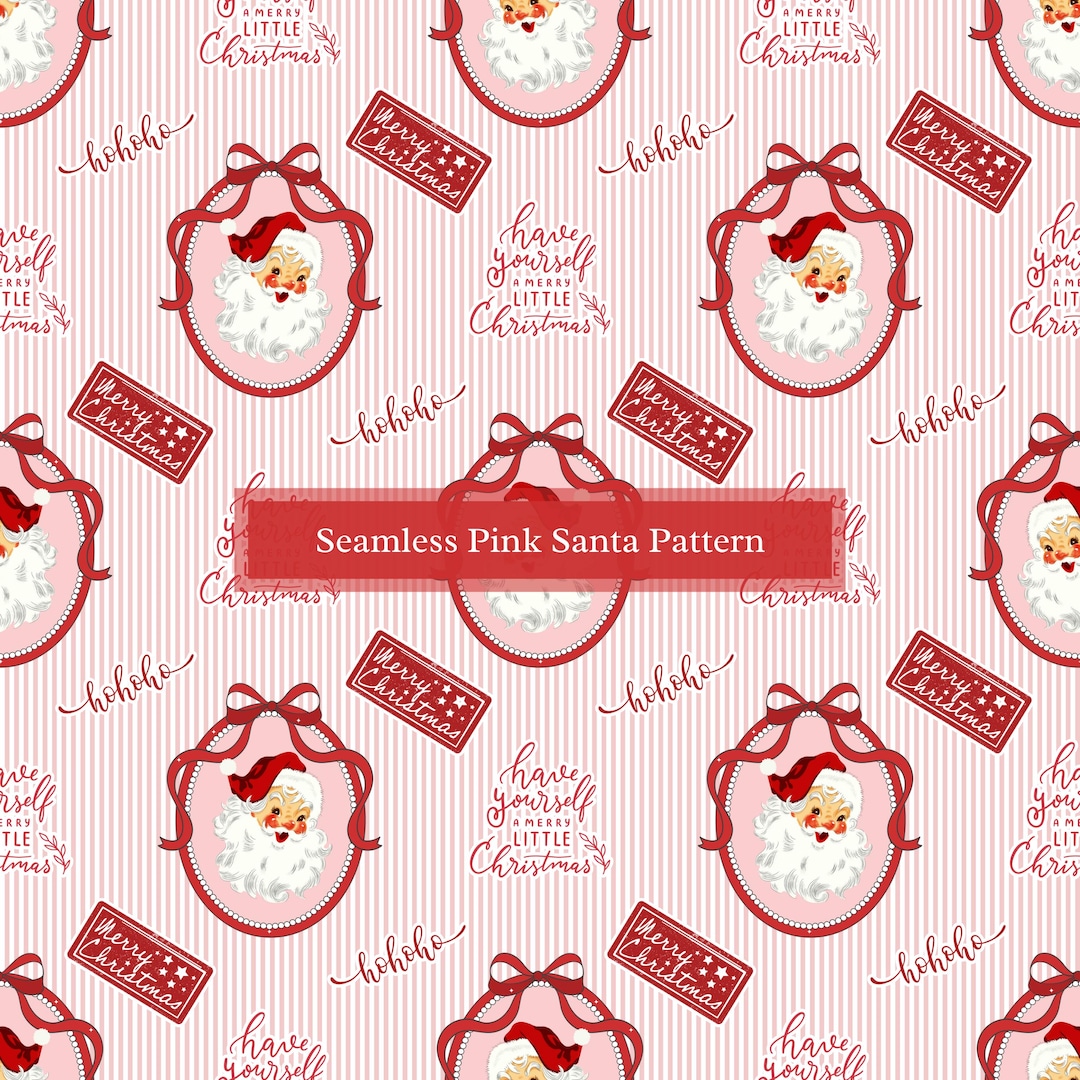 Seamless Pink Santa Christmas Pattern | Digital Paper for Commercial ...