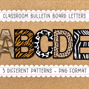 Printable Animal Print Bulletin Board Letters for Classroom, PNG ...