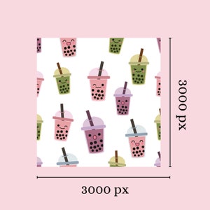 Boba Tea Themed Seamless Digital Paper Bundle | Instant Download Matcha ...