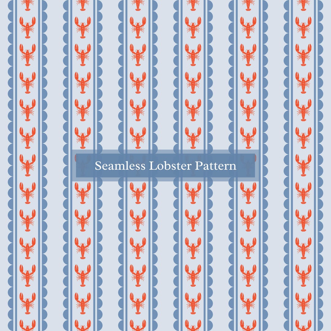 Seamless Lobster Pattern for Commercial Use | Scallops, Coastal, New ...