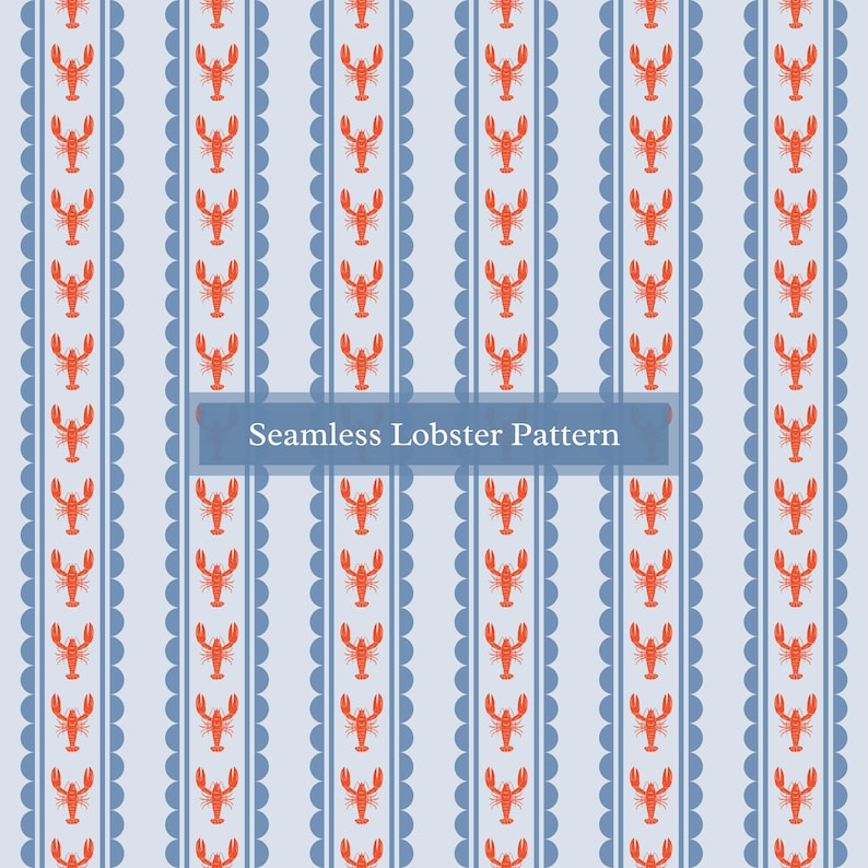 Seamless Lobster Pattern for Commercial Use | Scallops, Coastal, New ...