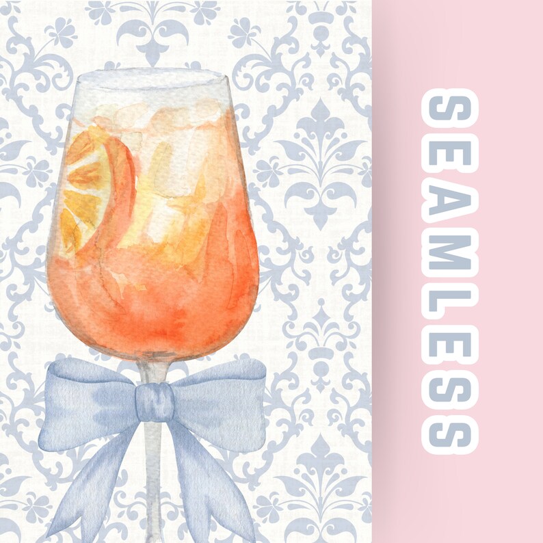 Seamless Aperol Spritz Pattern Instant Download, Digital Paper, Design ...