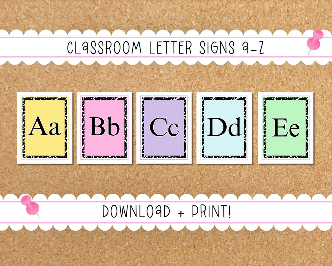 Printable Classroom Alphabet Signs, Letters A - Z | Instant Download ...