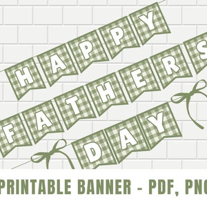 Printable Father's Day Banner | Instant Download, Green Gingham Print ...