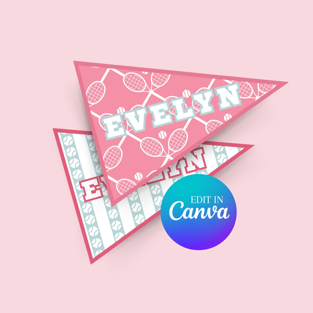 Custom, Printable Tennis Name Pennants | Instant Download, Girls Tennis ...