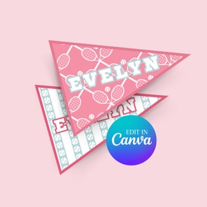 Custom, Printable Tennis Name Pennants | Instant Download, Girls Tennis ...