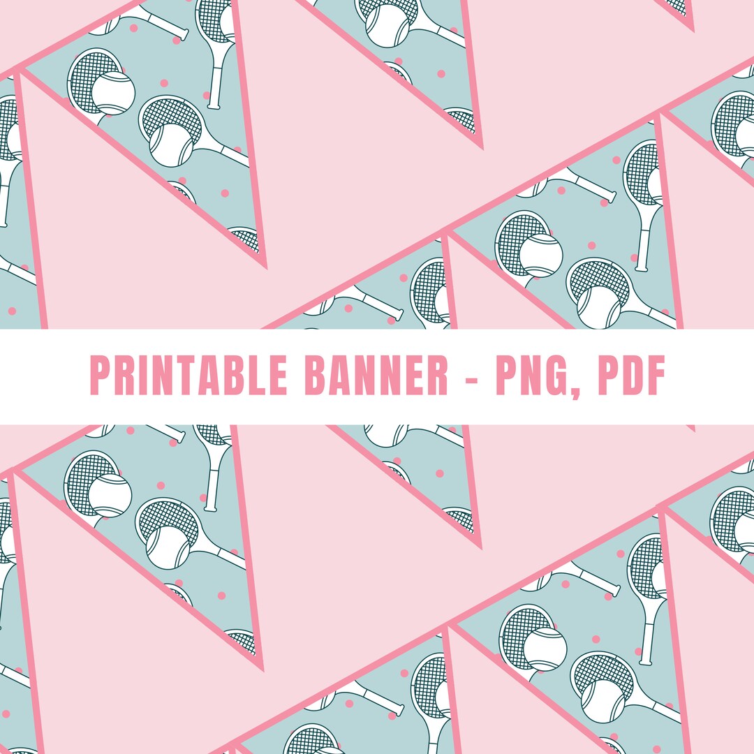 Printable Girly Tennis Banner | Instant Download, Preppy Tennis Match ...