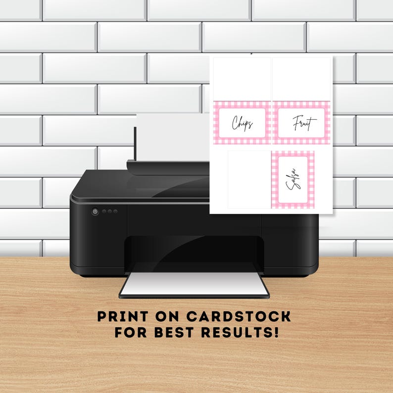 Printable Pink Gingham Food Labels, Name and Table Cards | Coquette ...