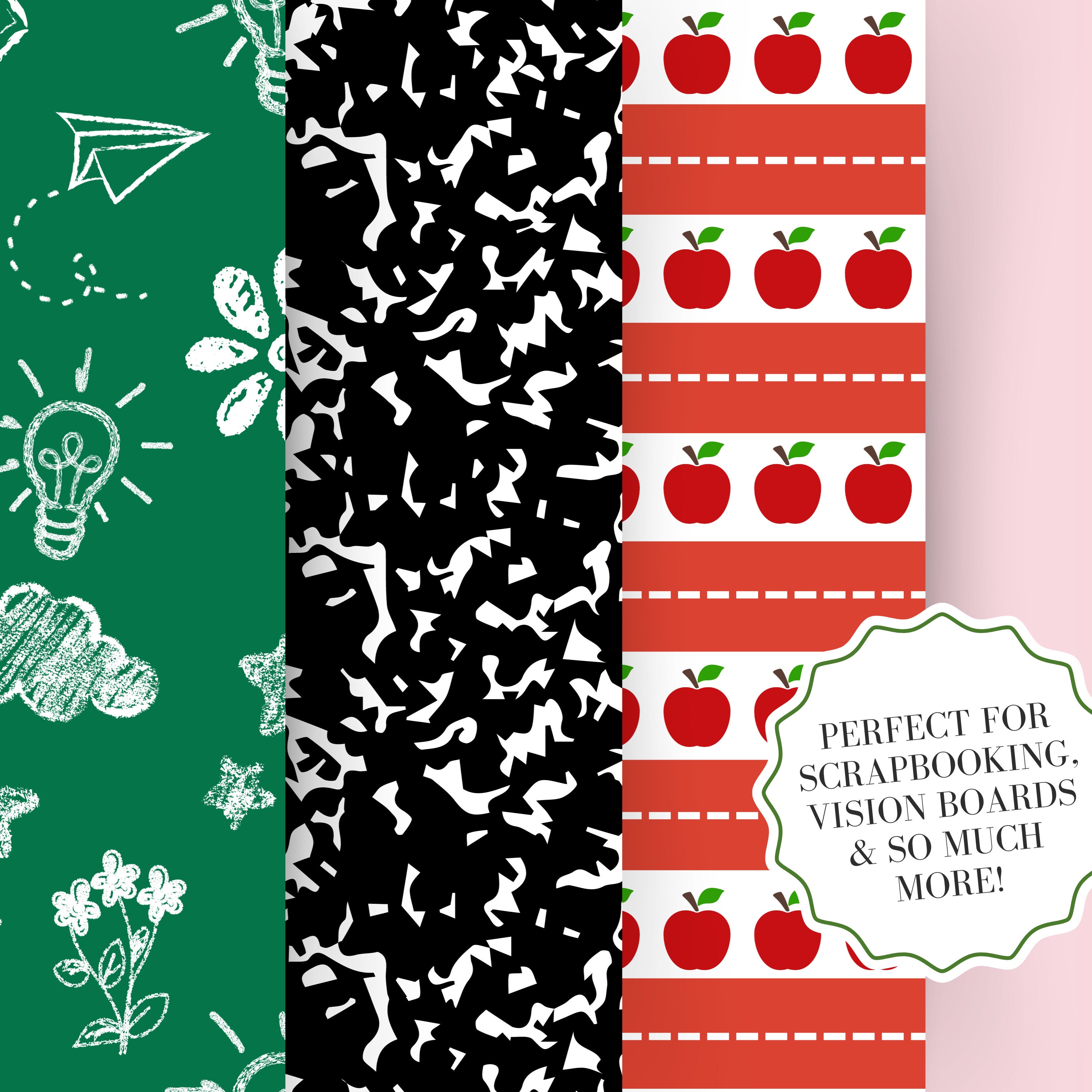 Instant Download School, Classroom Digital Paper Bundle, Seamless ...