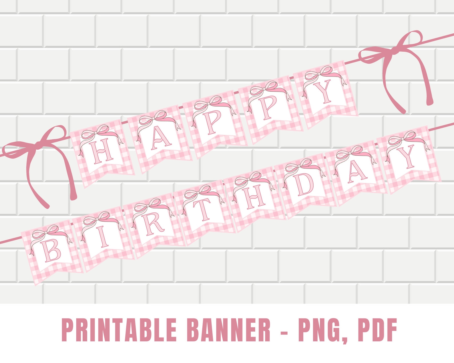 Printable Coquette Happy Birthday Banner | Instant Download, Pink ...