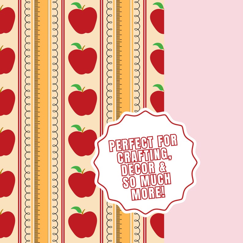 Seamless School Pattern | Printable Paper, Ruler, Apples, Back to ...