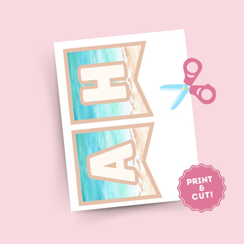 Printable Beach Birthday Banner Instant Download Beach, Coast, Sea ...