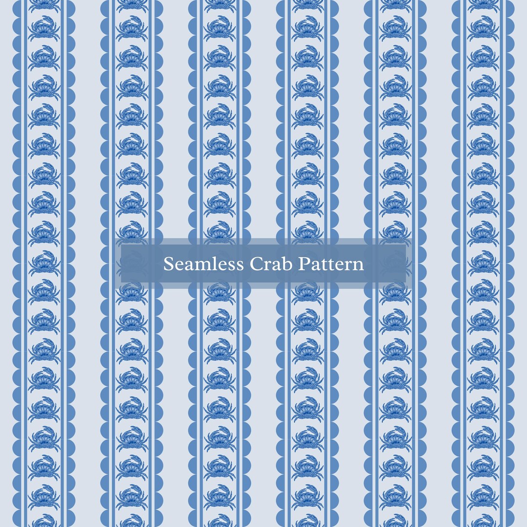 Seamless Coastal Blue Crab Pattern | Digital Paper, Commercial Use ...