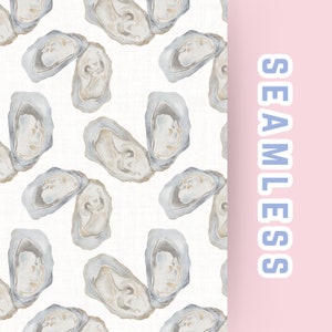 Seamless Coastal Oyster Digital Paper Bundle Printable Patterns for ...