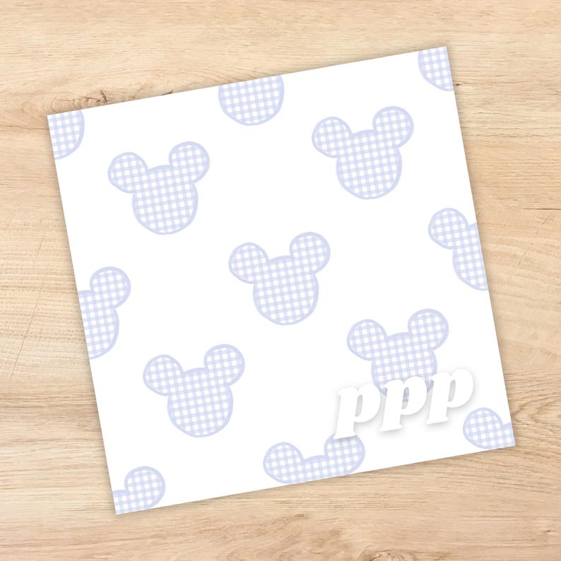 Seamless Blue Gingham Mouse Pattern | Commercial Use, Grand Millennial ...