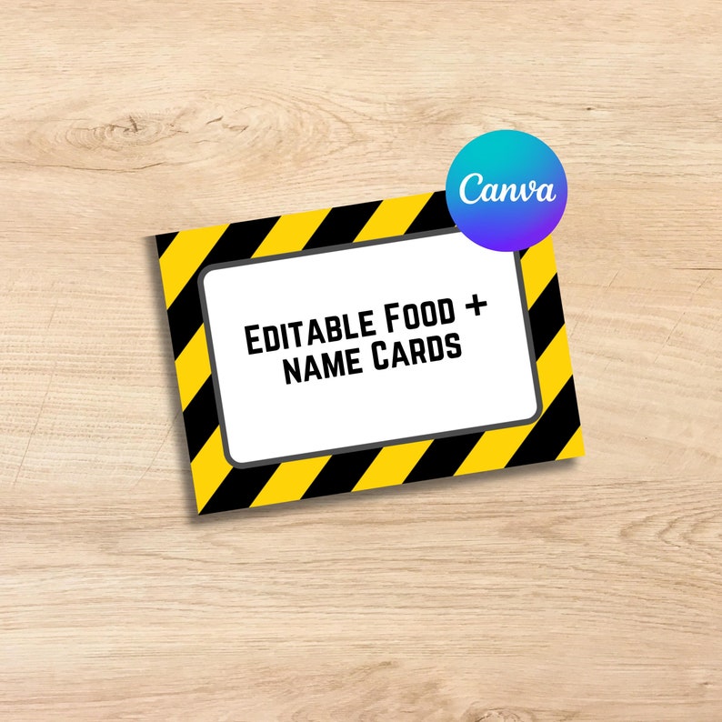 Editable Construction Themed Food Labels, Name Cards | Table ...