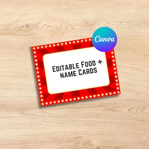 Editable Circus Themed Food Labels, Name Cards, Table Decor | Instant ...
