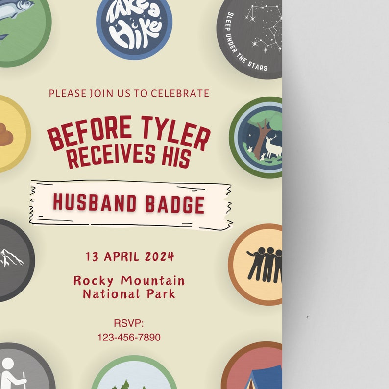 Camping Bachelor Party Invitation Template, Instant Download National ...