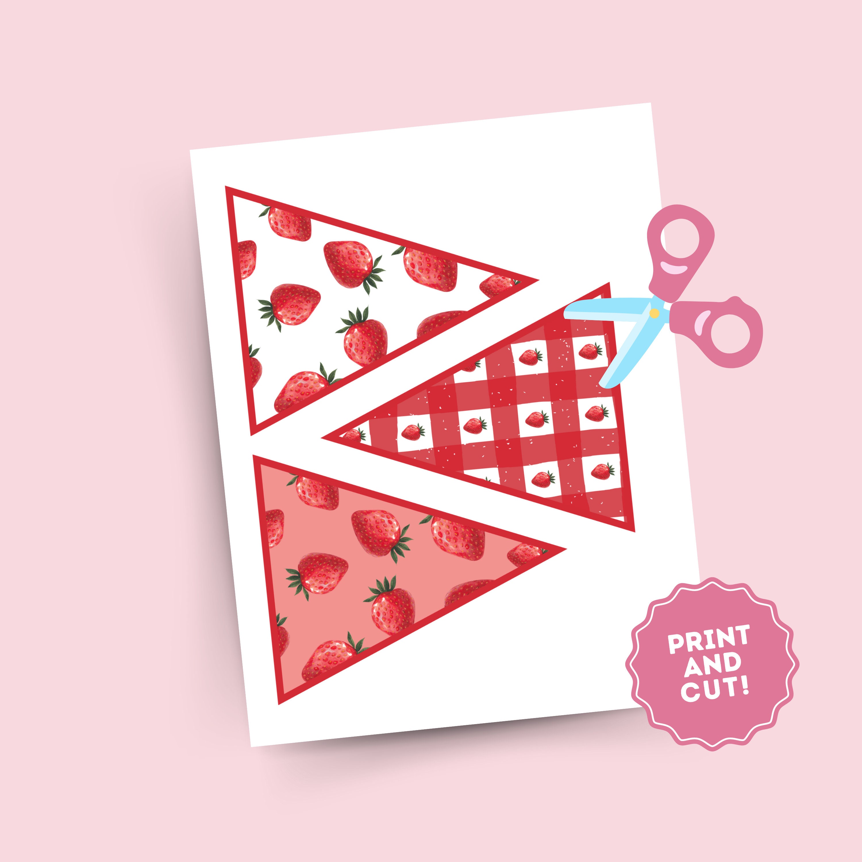 Printable Strawberry Banner | Berry Sweet, Berry First Birthday Party ...
