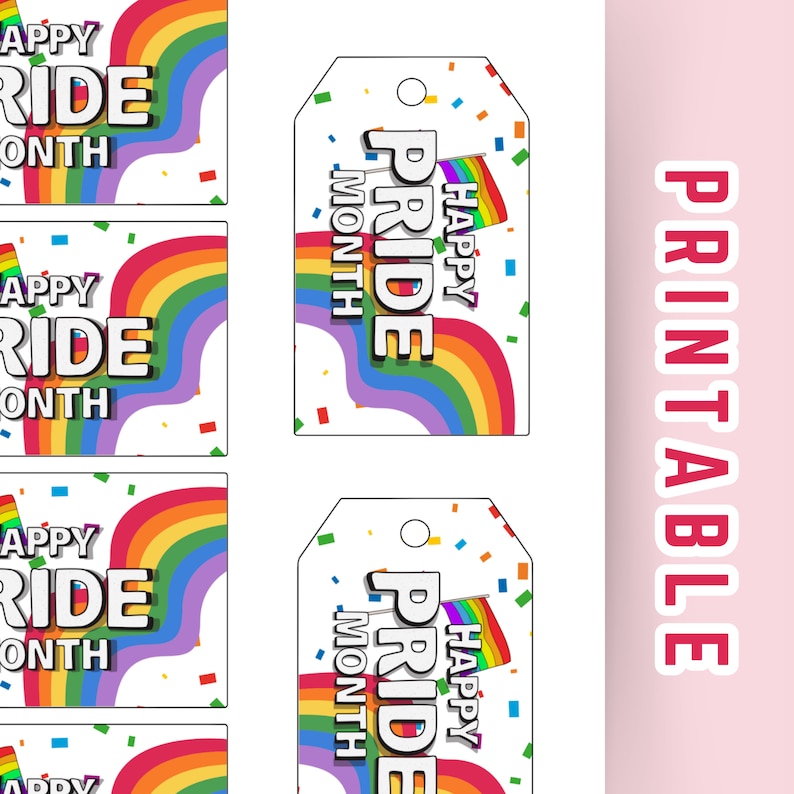 Printable Pride Month Tags | Instant Download, Printable Gift Tags for ...