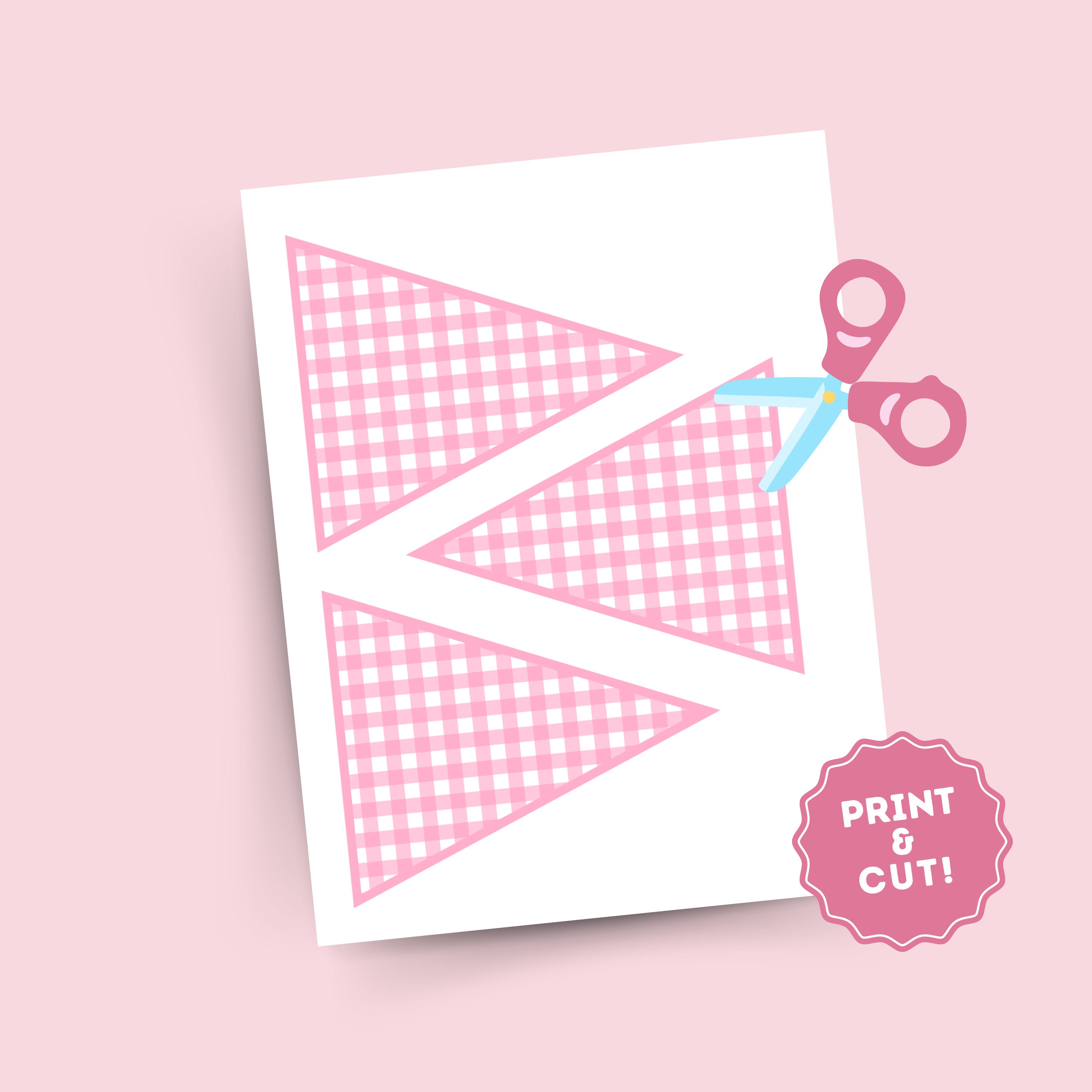 Printable Pink Gingham Banner | Coquette Aesthetic, Preppy, Girly ...