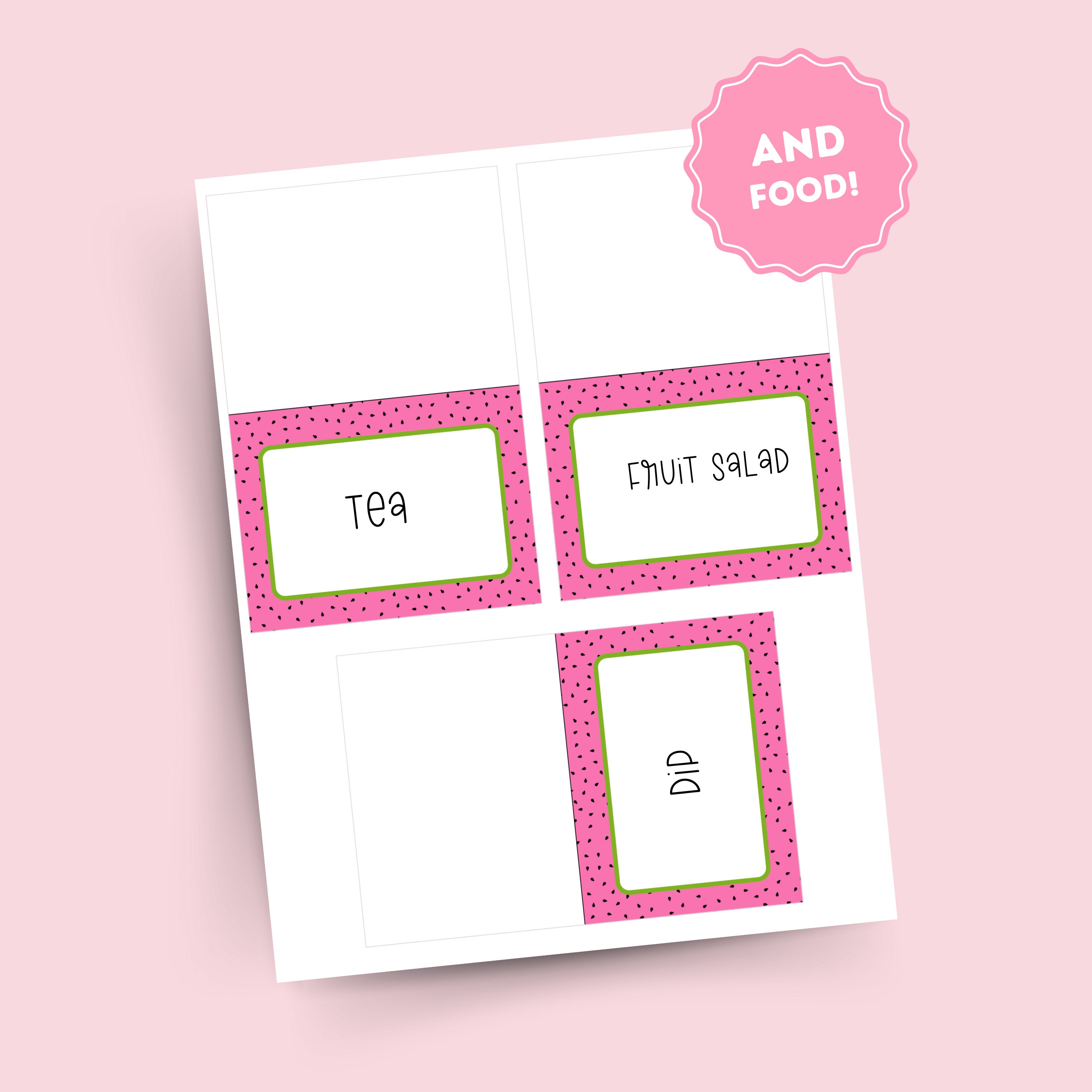 Printable Watermelon Food, Name, Table Cards Instant Download Summer ...
