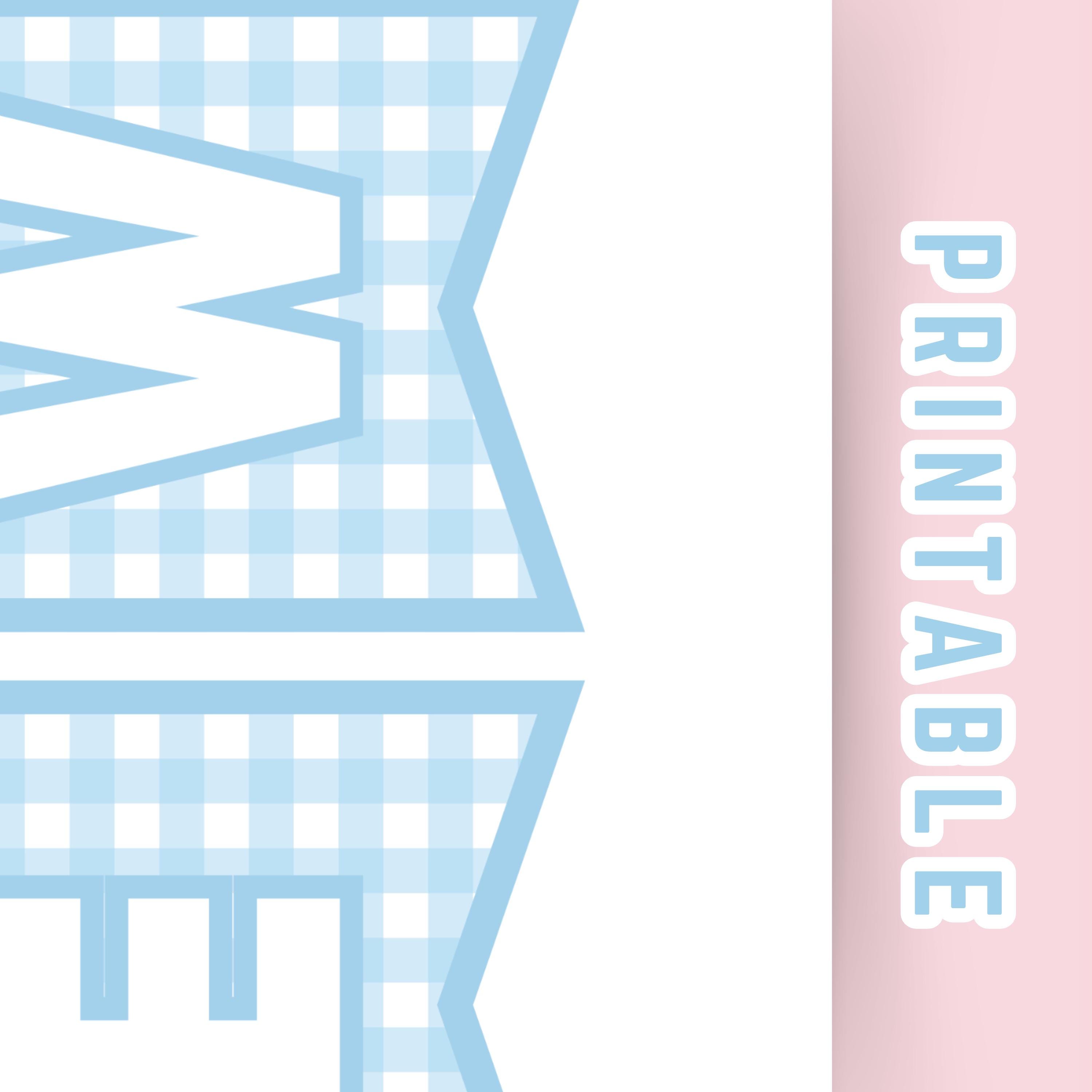 Printable Welcome Home Banner, Blue Gingham Pattern, PDF, PNG | New ...