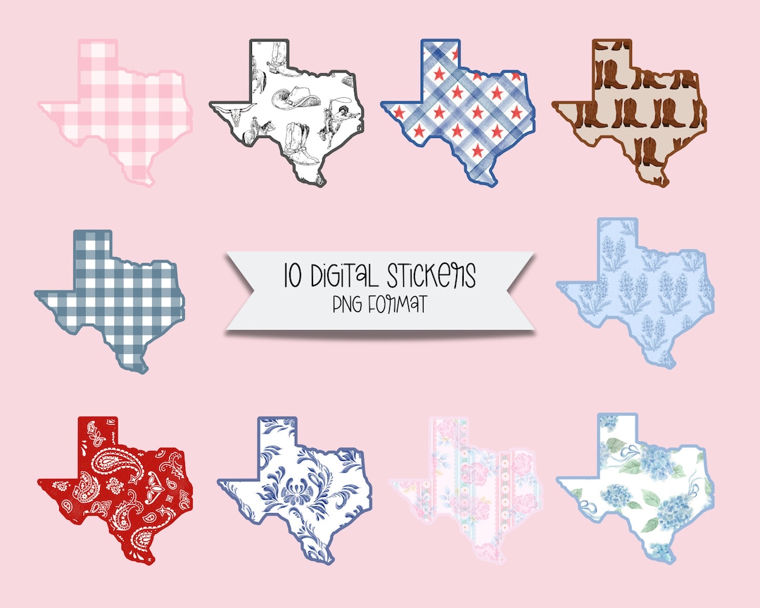 Texas Digital Stickers, PNG | Instant Download, Printable Art for ...