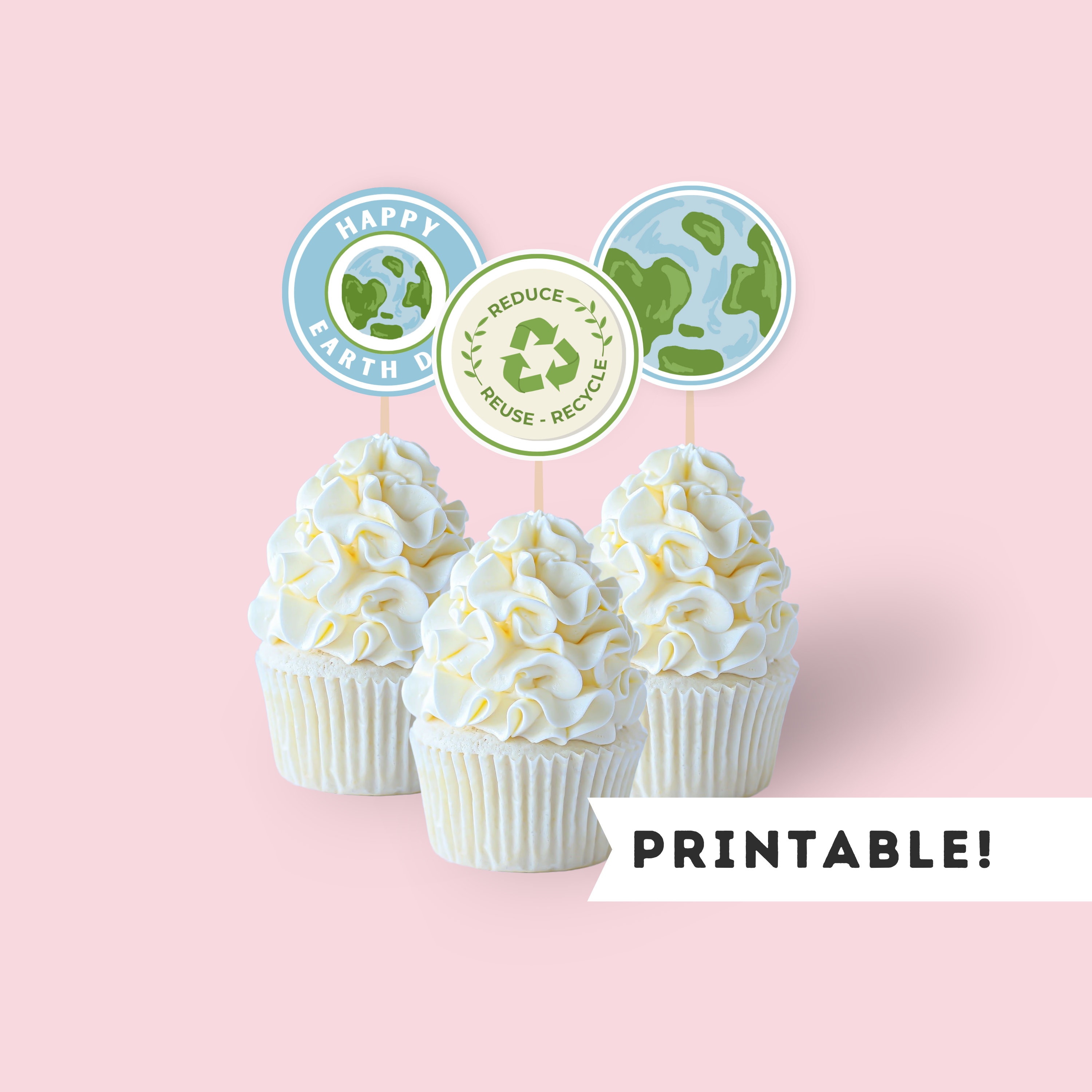 Earth Day Cupcake Toppers 2024 Earth Day Party Decorations Reduce ...
