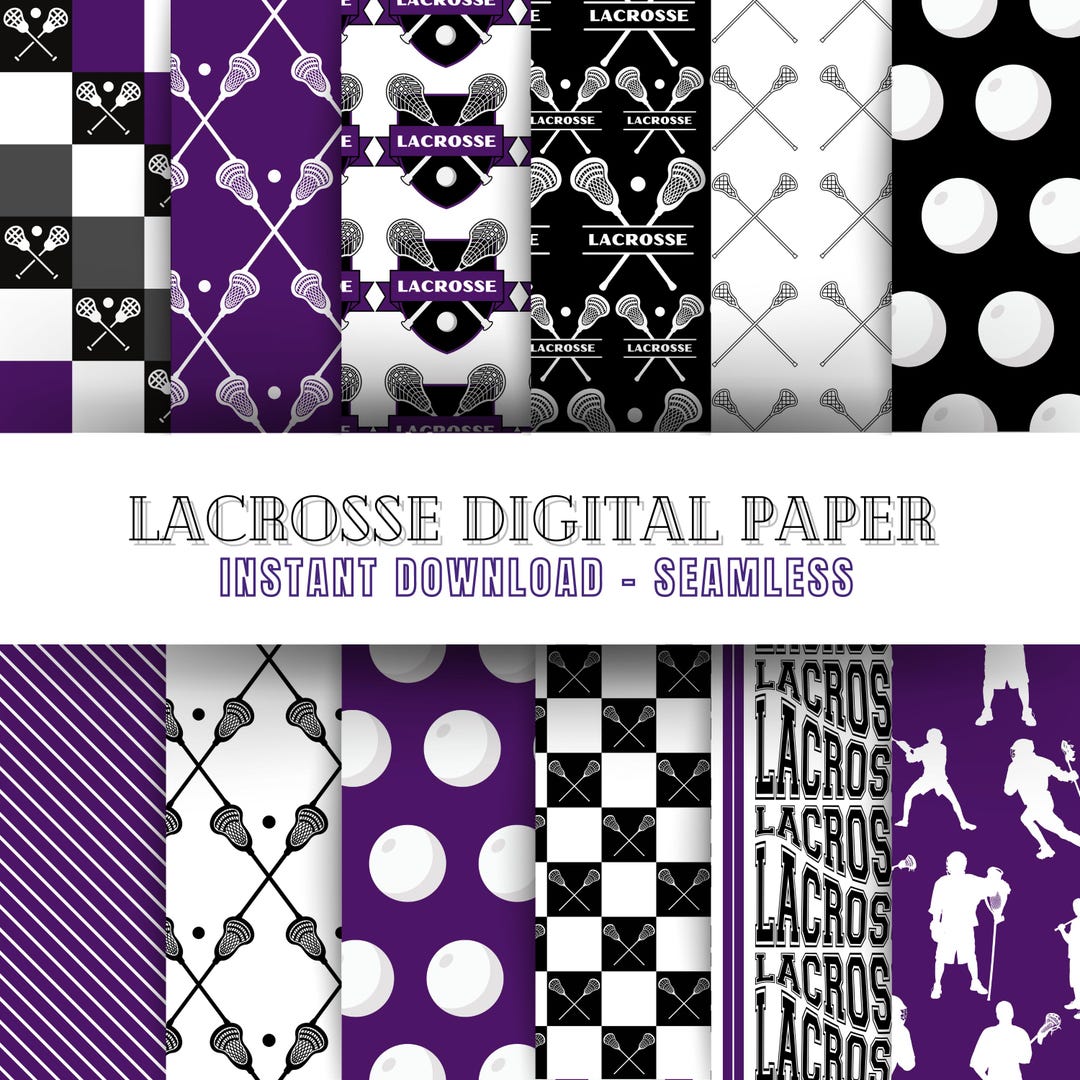 Purple Black White Lacrosse Digital Paper Bundle | Instant Download ...