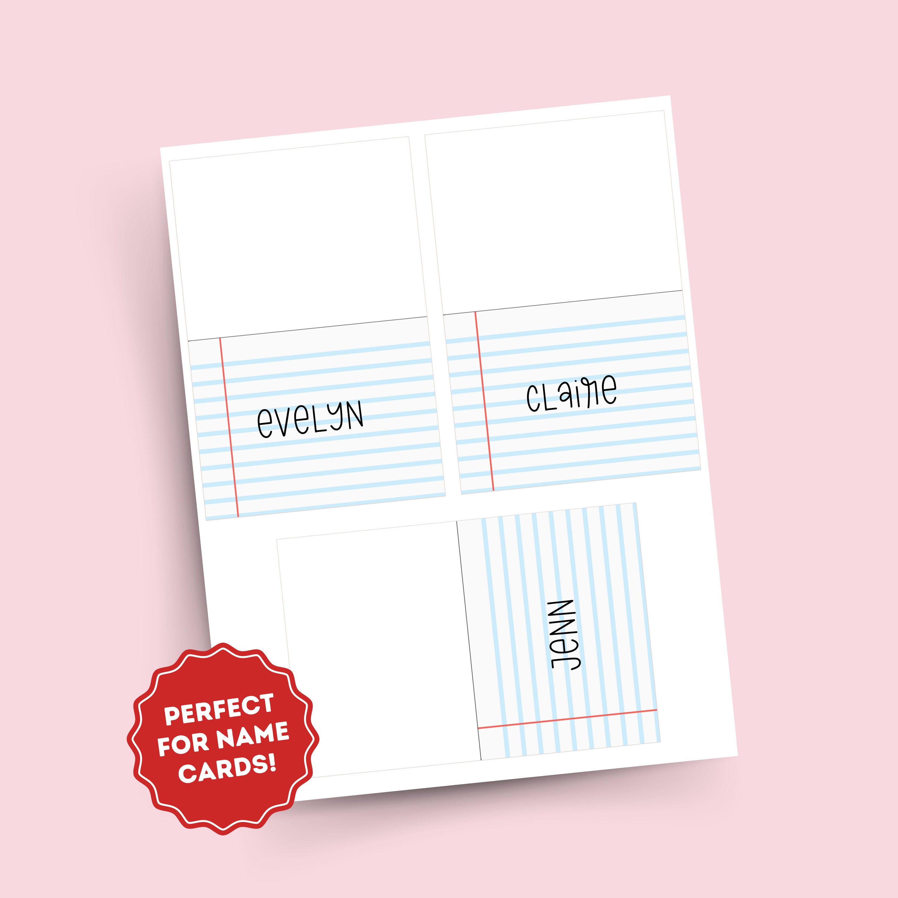 Printable School Themed Food and Name, Table Cards Notebook Paper Cards ...