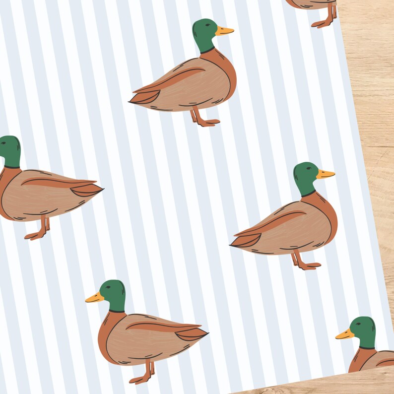 Seamless Mallard Duck Pattern | Stripes, Digital Paper, Duck Season ...