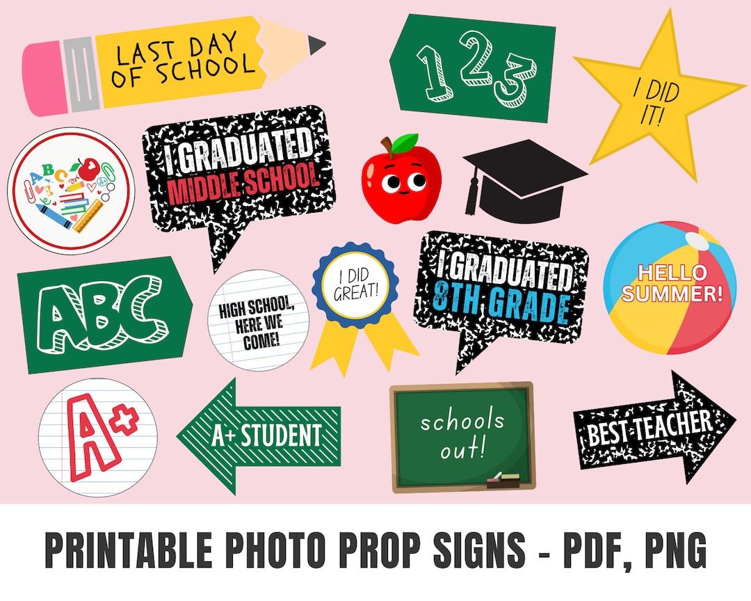 Printable Middle School Graduate Photo Prop Signs | Instant Download ...
