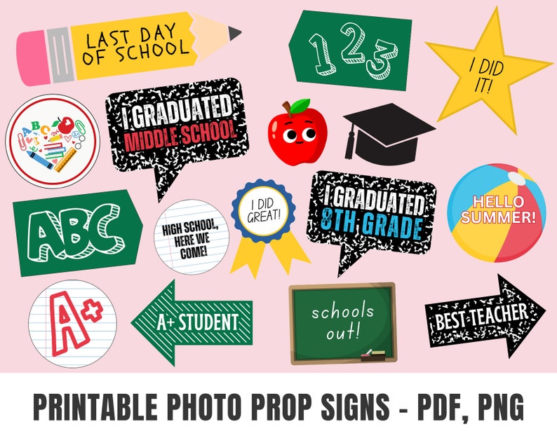 Printable Middle School Graduate Photo Prop Signs Instant Download, 8th ...