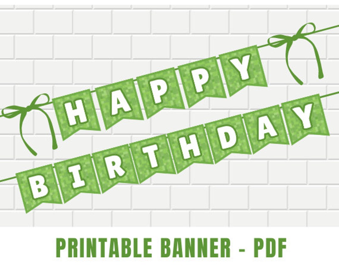 Printable Mining Birthday Banner | Instant Download, Happy Birthday ...