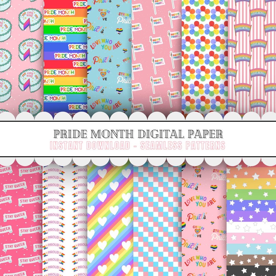 Seamless Pride Month Digital Paper | Seamless Patterns, Printable ...