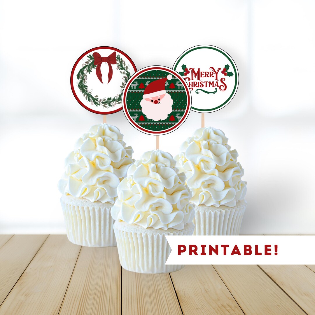 Printable Christmas Sweater Cupcake Toppers | 22807 Stickers for Ugly ...